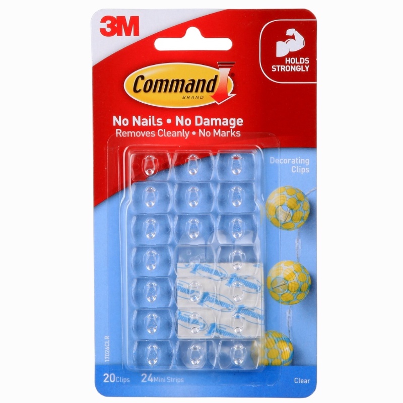 3M Command Decorating Clips Damage-Free Hanging cable hook clear ...