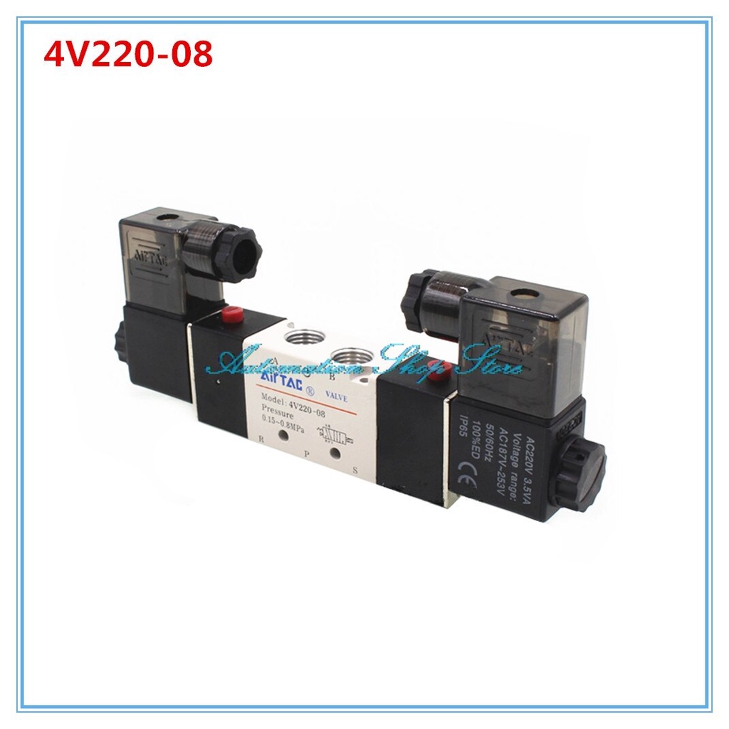 Solenoid Valve 4V220 - 08 Airtac 5-way 2-way air pneumatic 1 section 4 ...