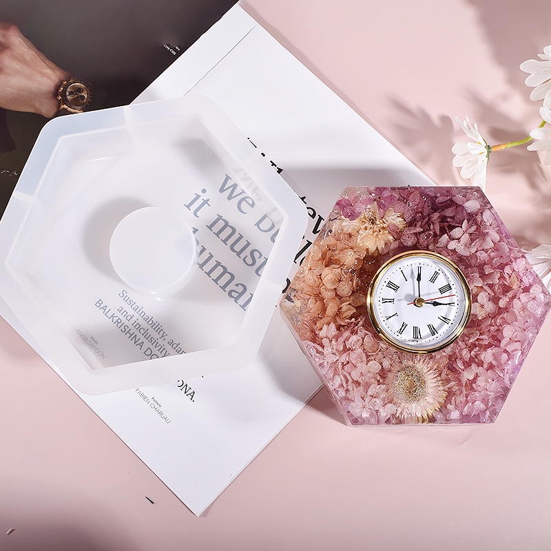 CHK Geometric European Clock Ornaments Crystal Epoxy Resin Mold DIY ...