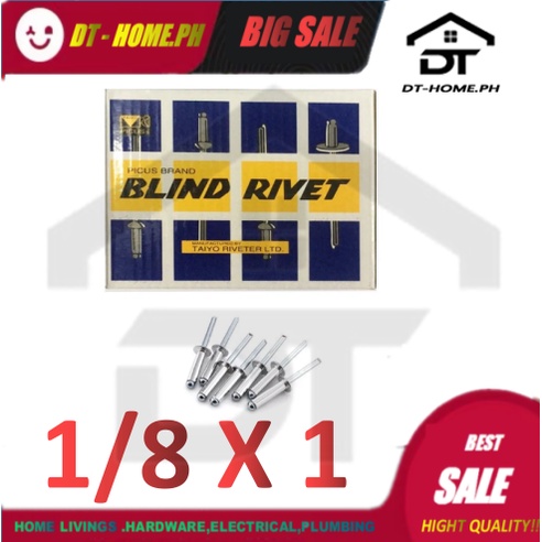 PER BOX--BLIND RIVETS/LOW PRICE 1/8x1/2, 1/8x3/4, 5/32x3/8, 5/321/2, 5 ...