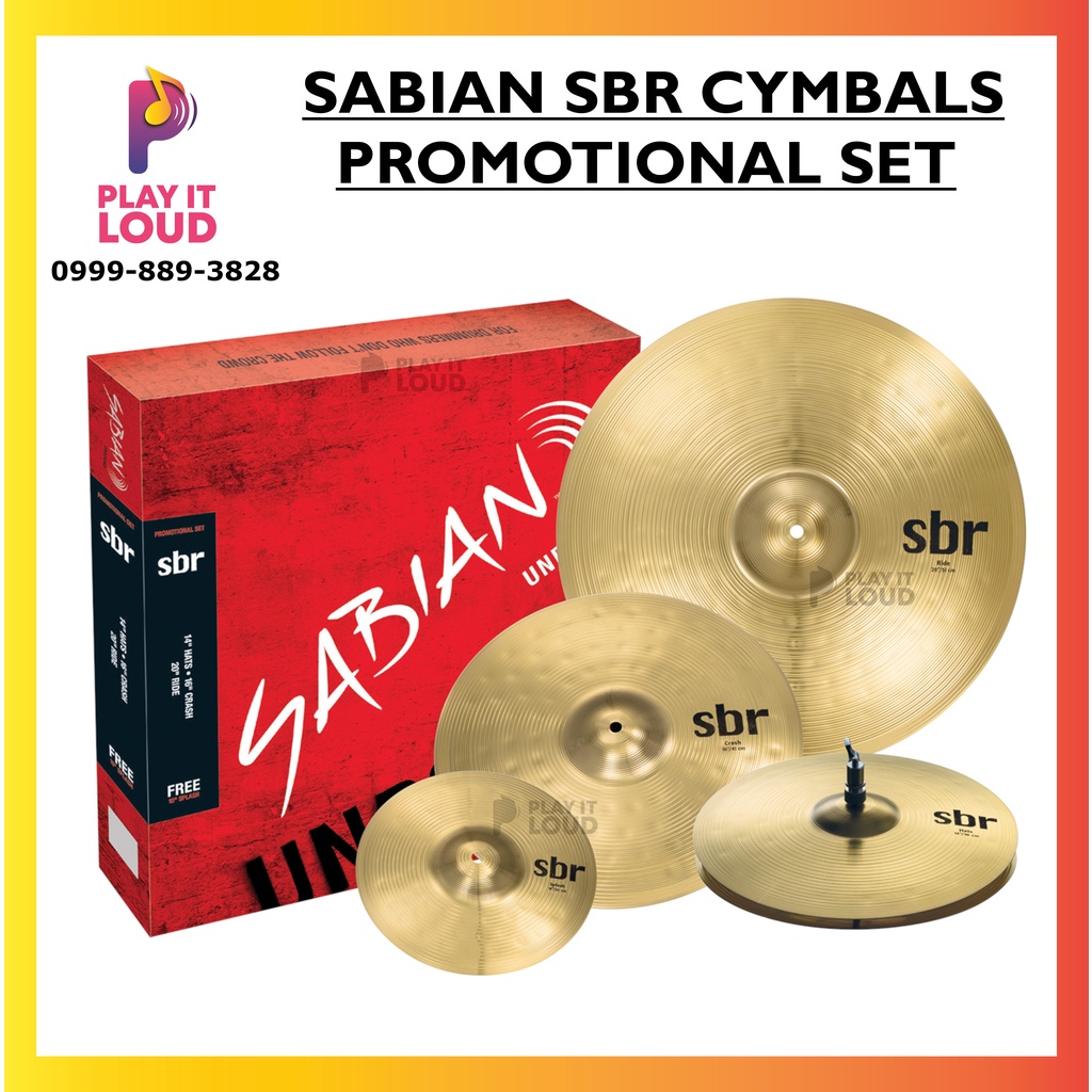 SABIAN SBR CYMBALS PROMOTIONAL SET 14" HATS, 16" CRASH, 20" RIDE and ...