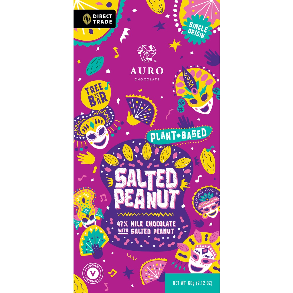 Auro Chocolate Salted Peanut with Plant-Based 47% Milk Chocolate 60G ...