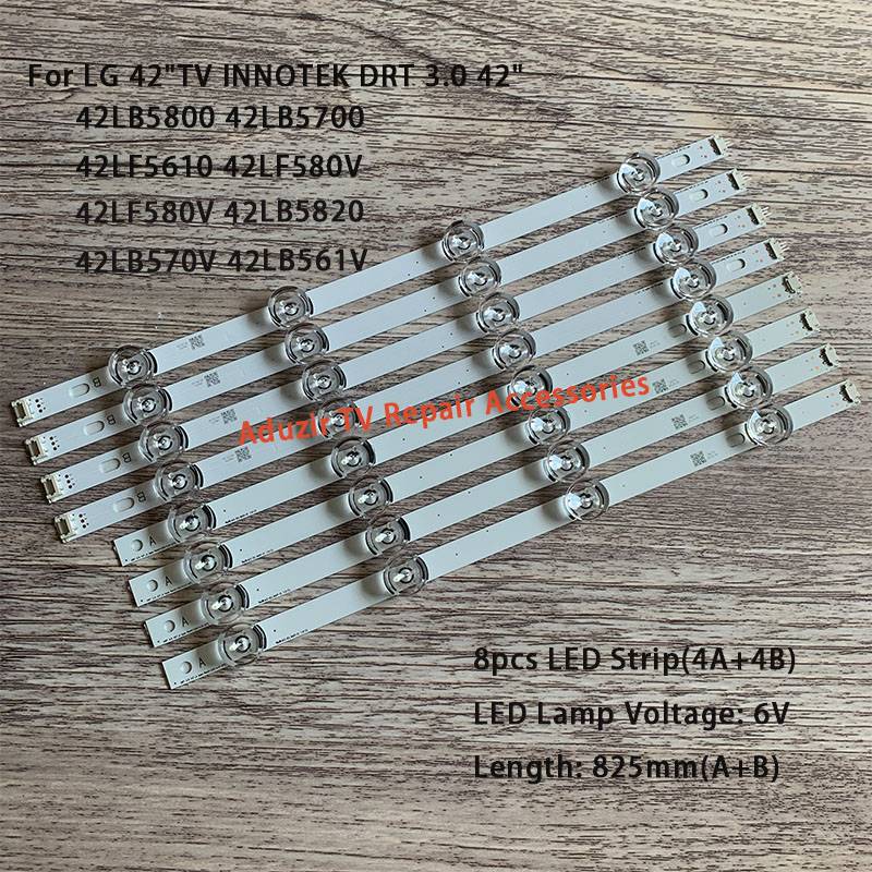 Kit / 8pcs LED Strip For LG INNOTEK DRT 3.0 42" A TYPE B TYPE 42LB5820 ...