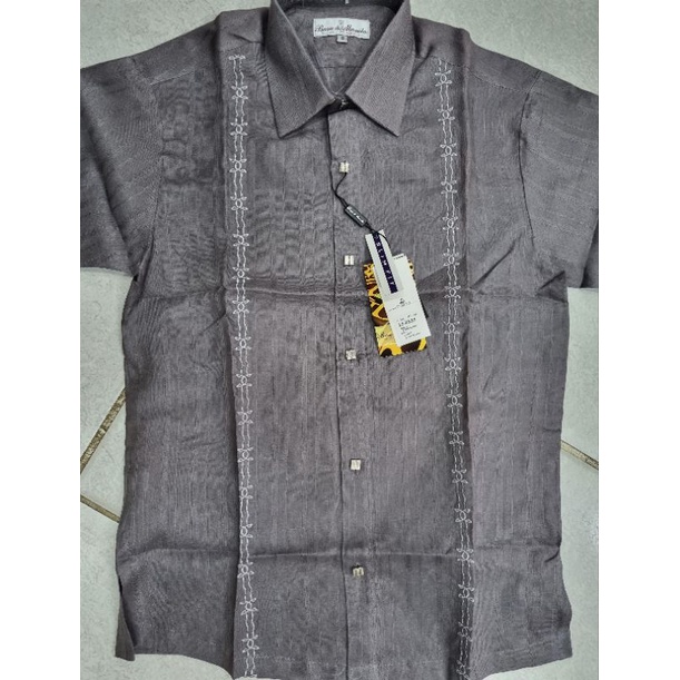 Baro de Manila Gusot Mayaman (GRAY/ White) Short Sleeves Full Open 19 ...