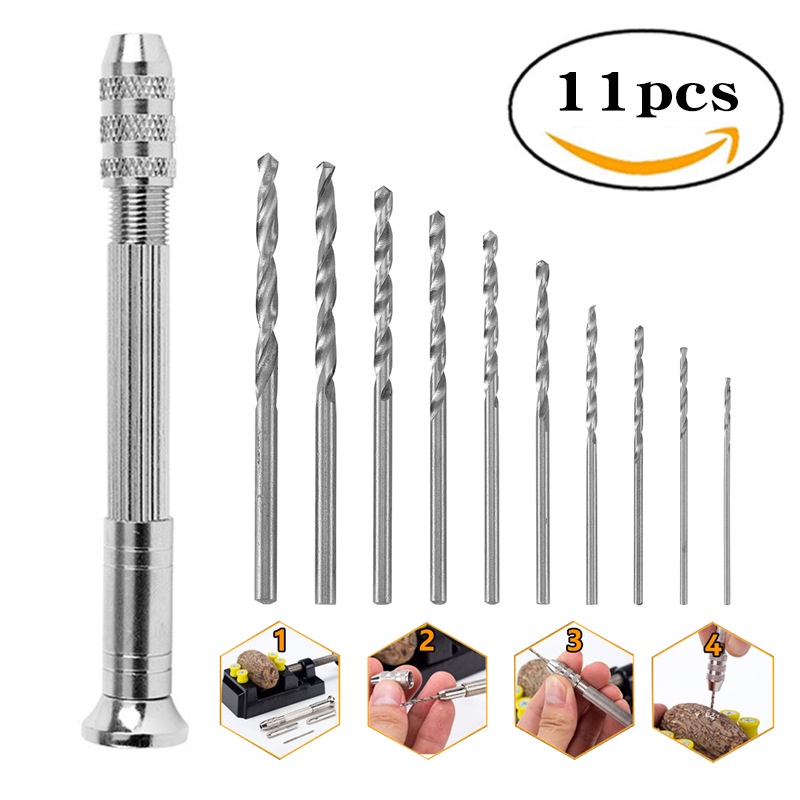 Pin Vise for Resin Casting Molds, Steel Hand Drill, Resin Drill with 10 ...