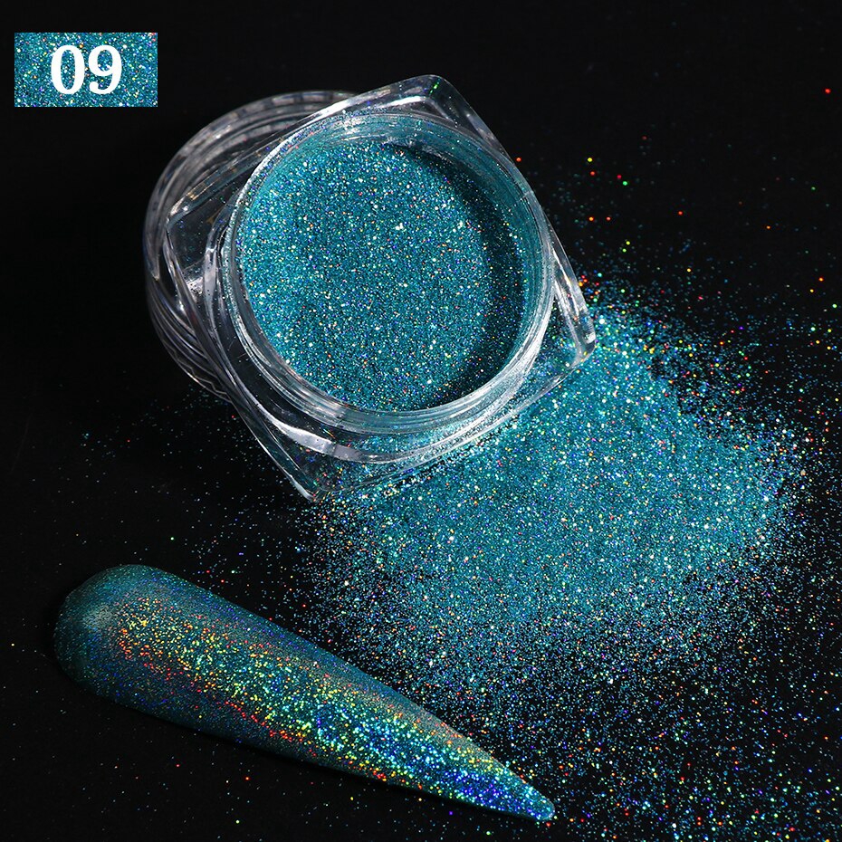 Hama Nail 1g Laser Silver Holographic Nail Glitter Powders Chrome