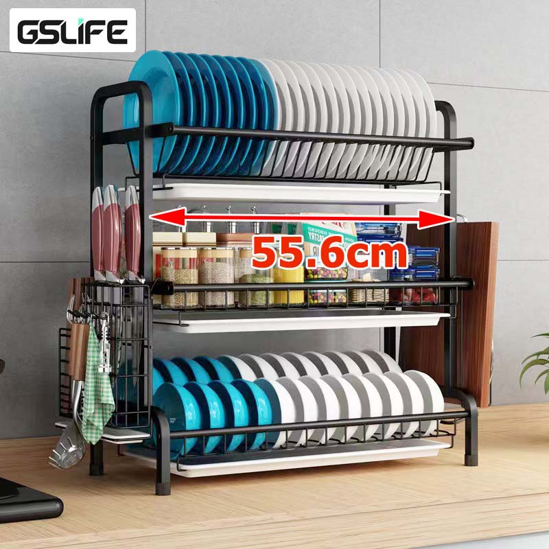 GSlife 2/3 Layers Dish Rack Stainless Steel Dish Drainer Rack Kitchen ...