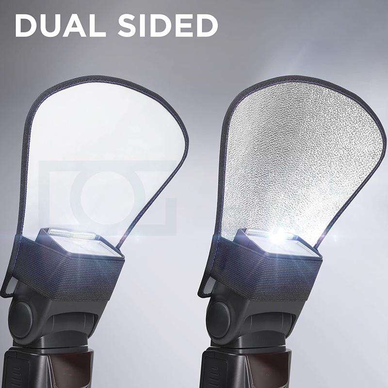 Camera Flash Diffuser Reflector Two-Sided Silver/White Flash Light ...