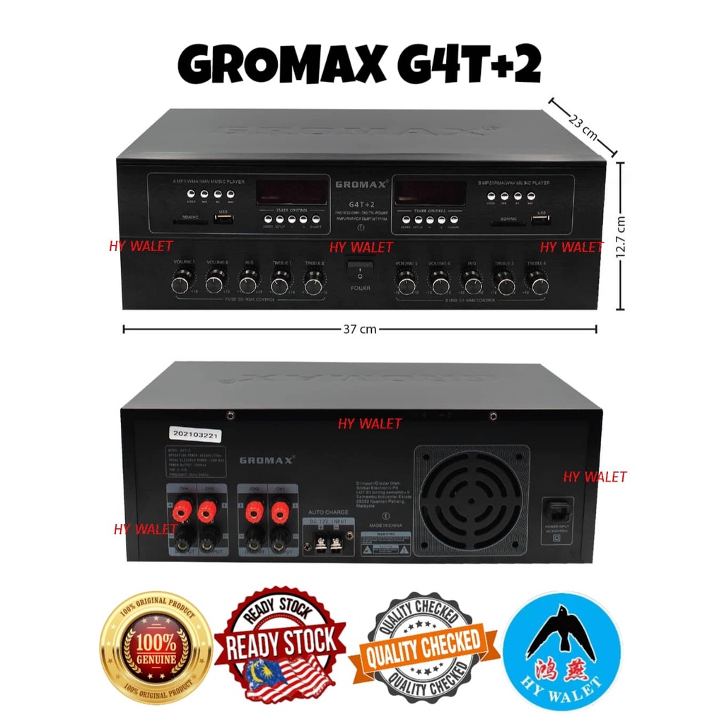 Gromax G4T+2 (2 USB/SD) Swiftlet Professional Amplifier for Swiftlet ...