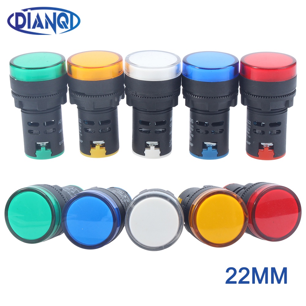 1pcs 12V 24V 220V 22mm Panel Mount LED Power Indicator Pilot Signal ...