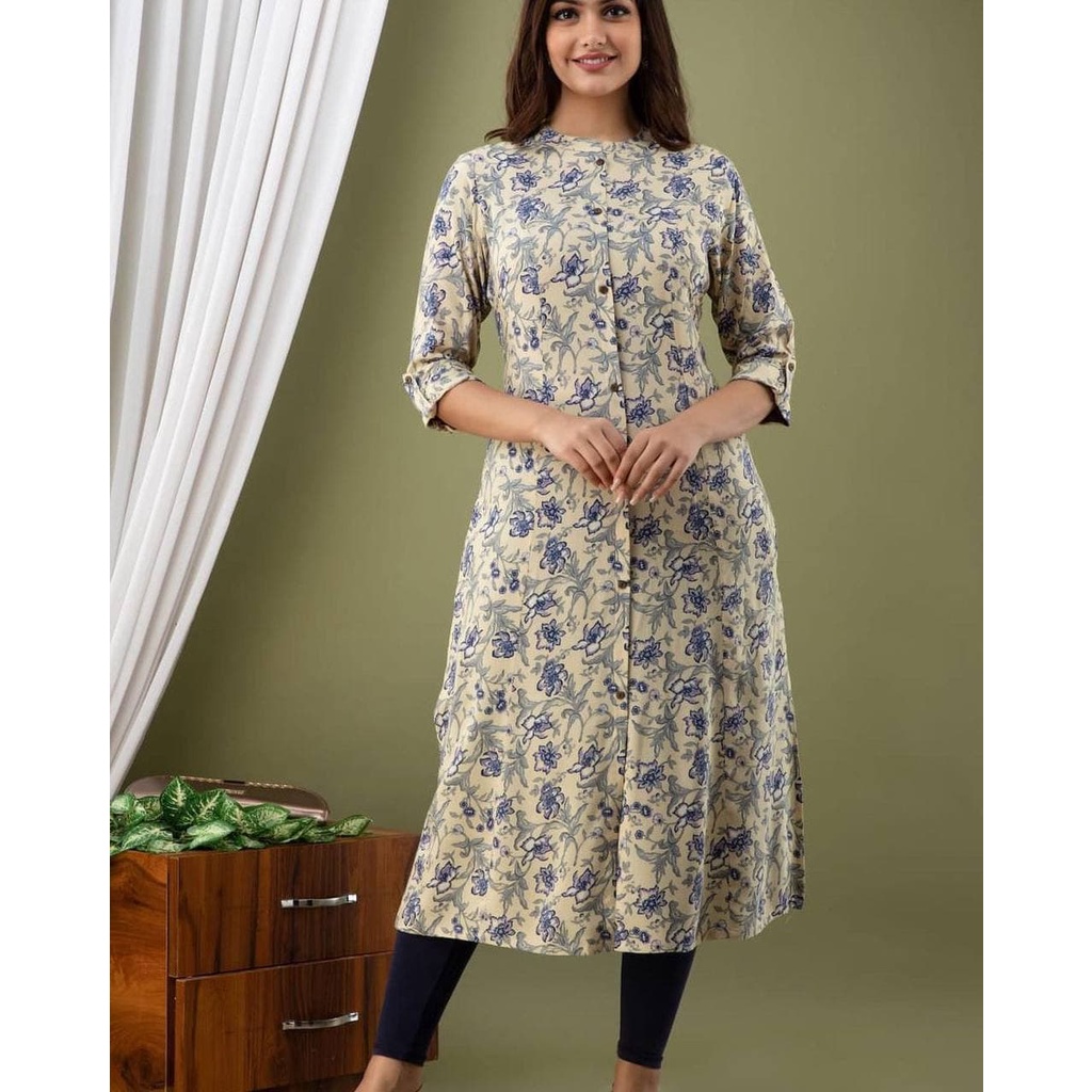 A Line Princess cut,with Flex Cotton Discharge Prints Both Side Pocket ...