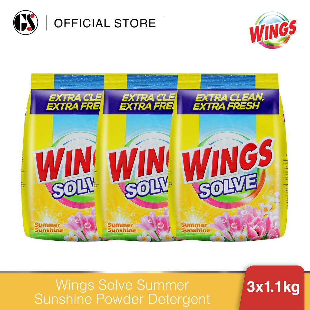 Wings Solve Summer Sunshine Powder Detergent 1.1kg Set of 3 | Shopee ...