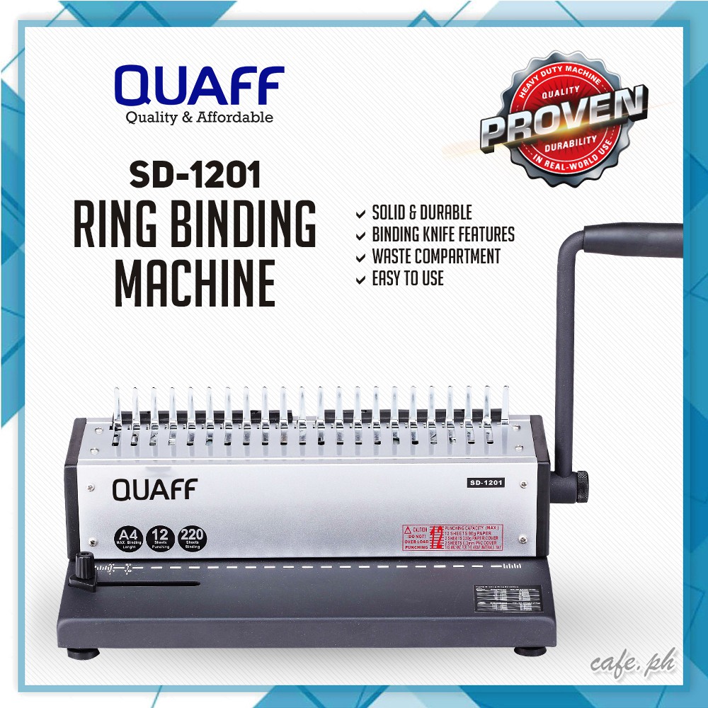 QUAFF Ring Binding Machine A4 Size SD-1201 + 200pcs 14mm Plastic Ring ...