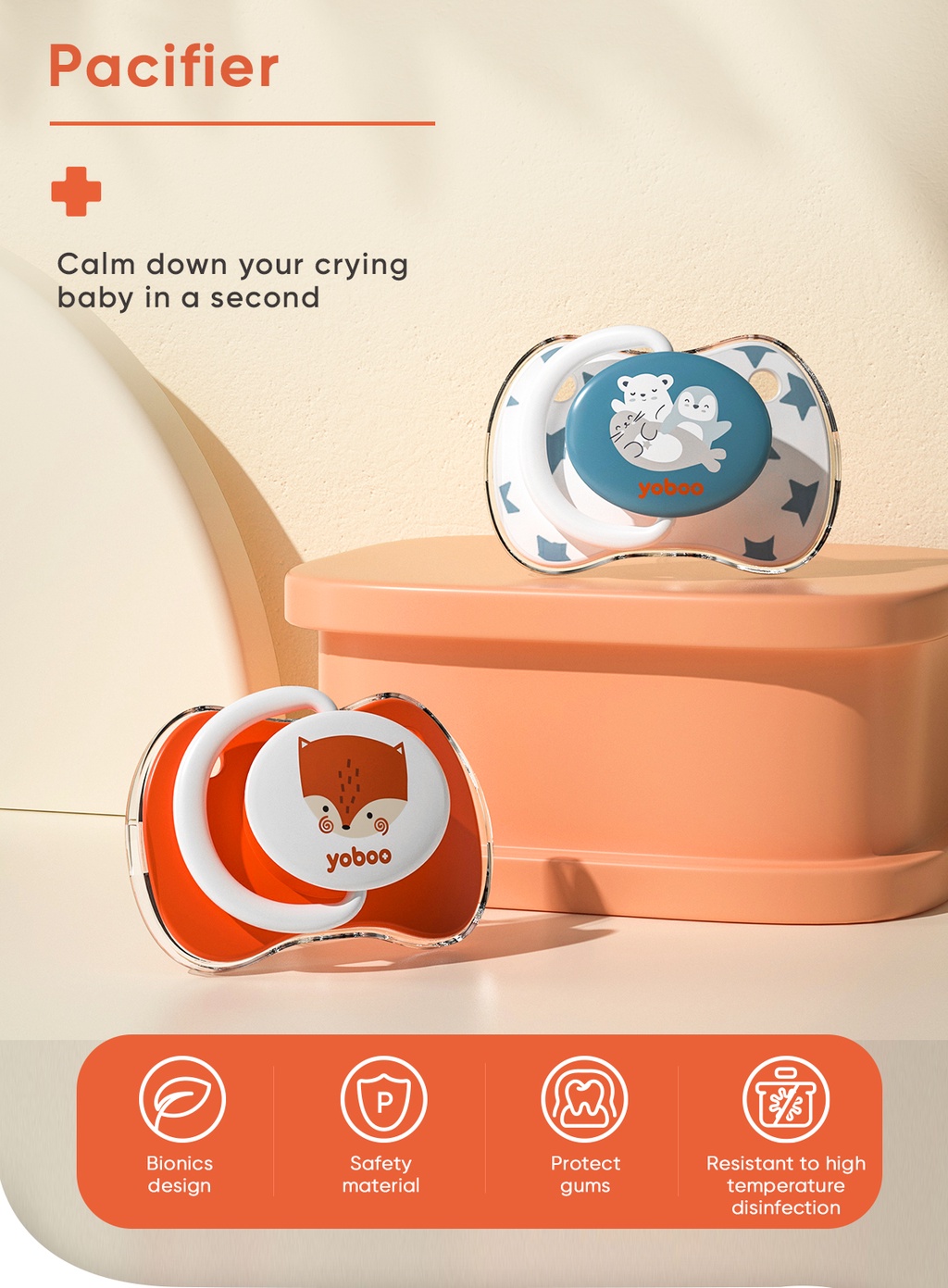 Yoboo Pacifier Medium Size | 2 PCS | Thin root design | Soft and Odor ...