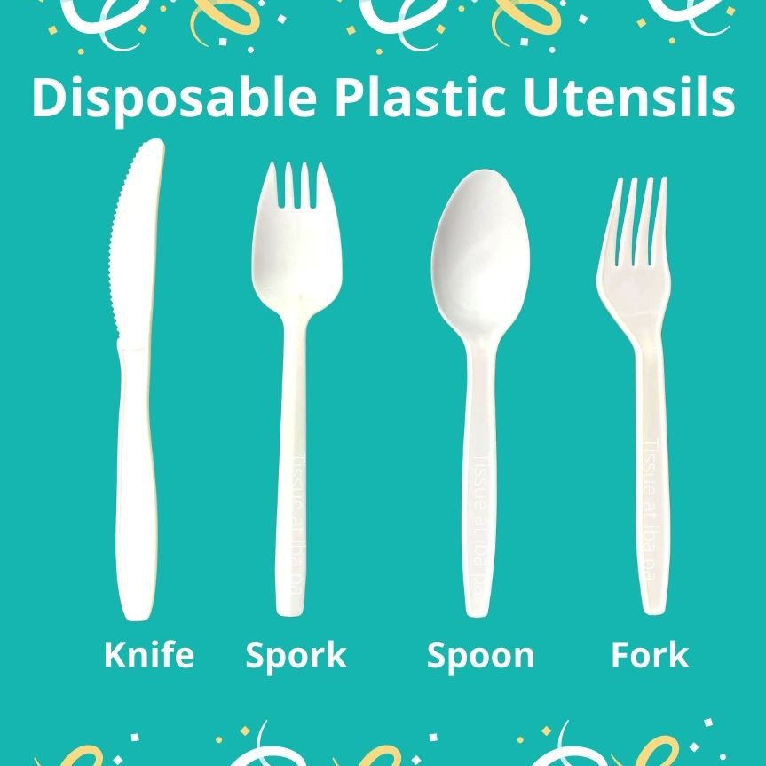 Plastic Disposable Spoon Fork Spork Knife White Medium 25 pcs. per pack ...