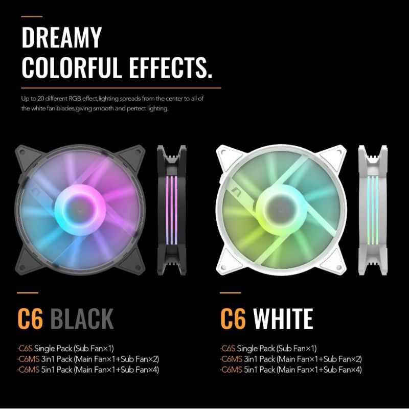 Darkflash C6 ARgb Fans 3 in 1 kit or Single White Black Pink C6MS ...