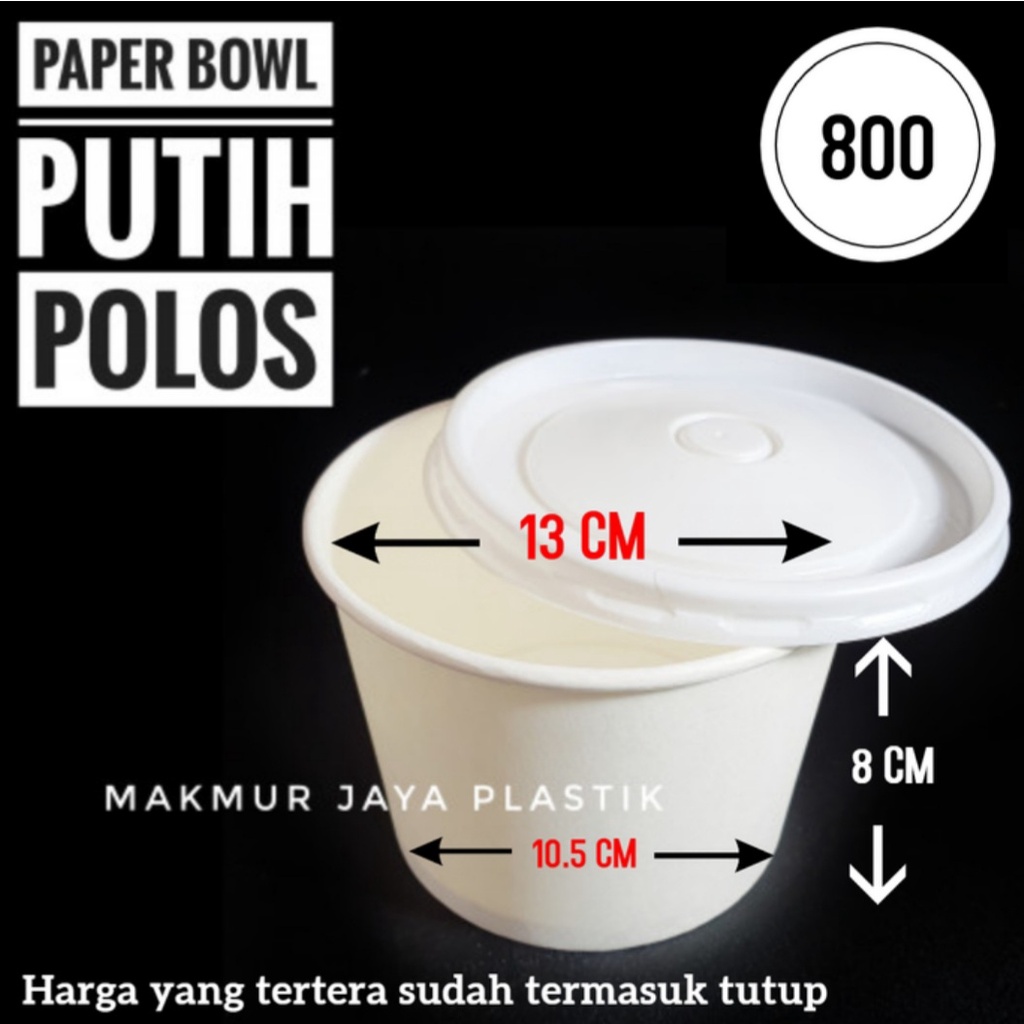 PUTIH [25Pc]~PAPER Rice BOWL Plain White PAPER BOWL Size 800ml | Shopee ...