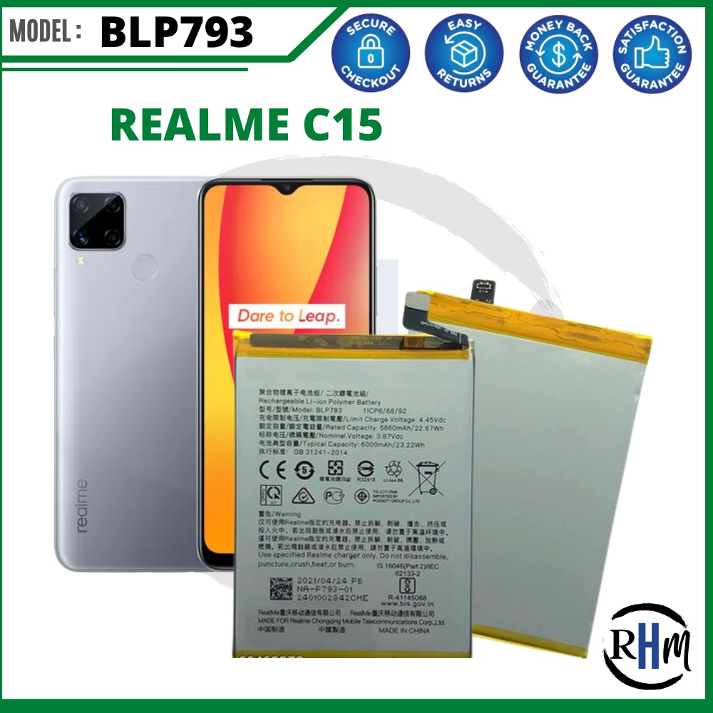 for REAL ME C25 Battery, Model: BLP793 (6000mAh) Original High Quality ...