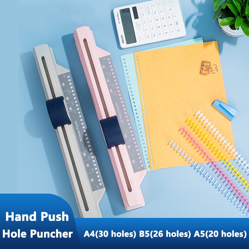 Loose-Leaf Puncher Hole Punch 30 Holes Max Slide Puncher for A4 A5 B5 ...