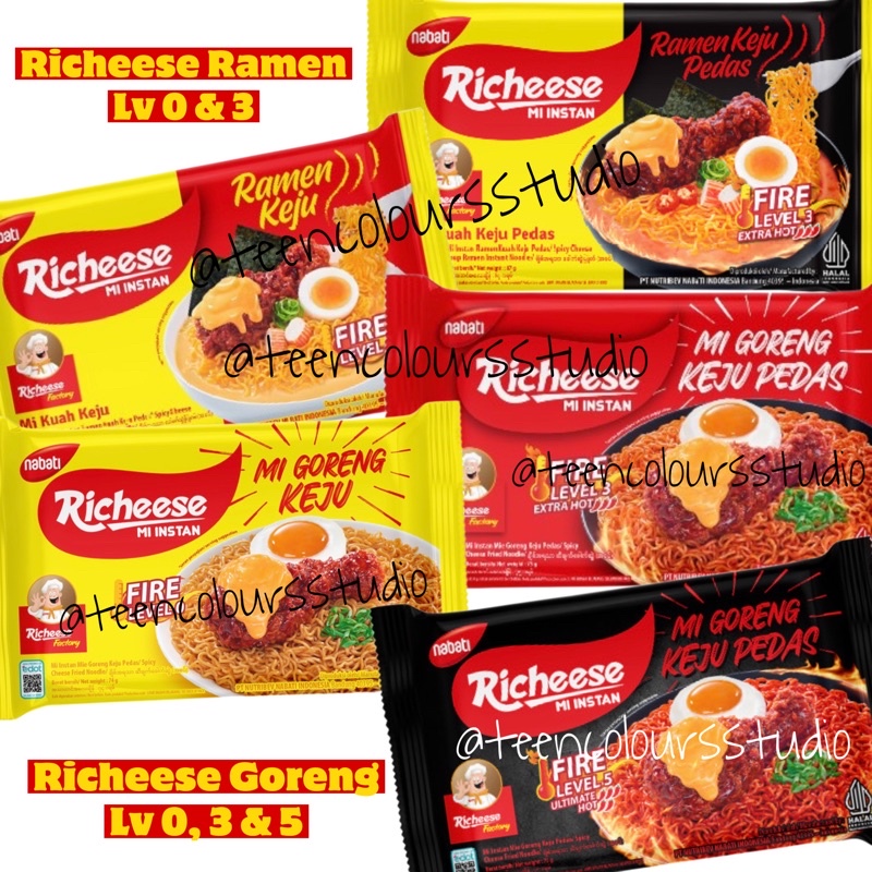 Richeese Mie Cheese Fried Cheese RAMEN LV 0, 3, 5 & BEST WOK HITS VIRAL ...