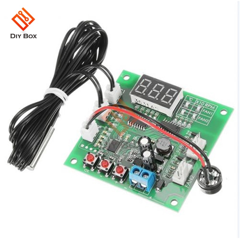 DC 12V 3/4 Wire PWM Fan Temperature Control Speed Controller Single/Dual Way Speed Controller ...