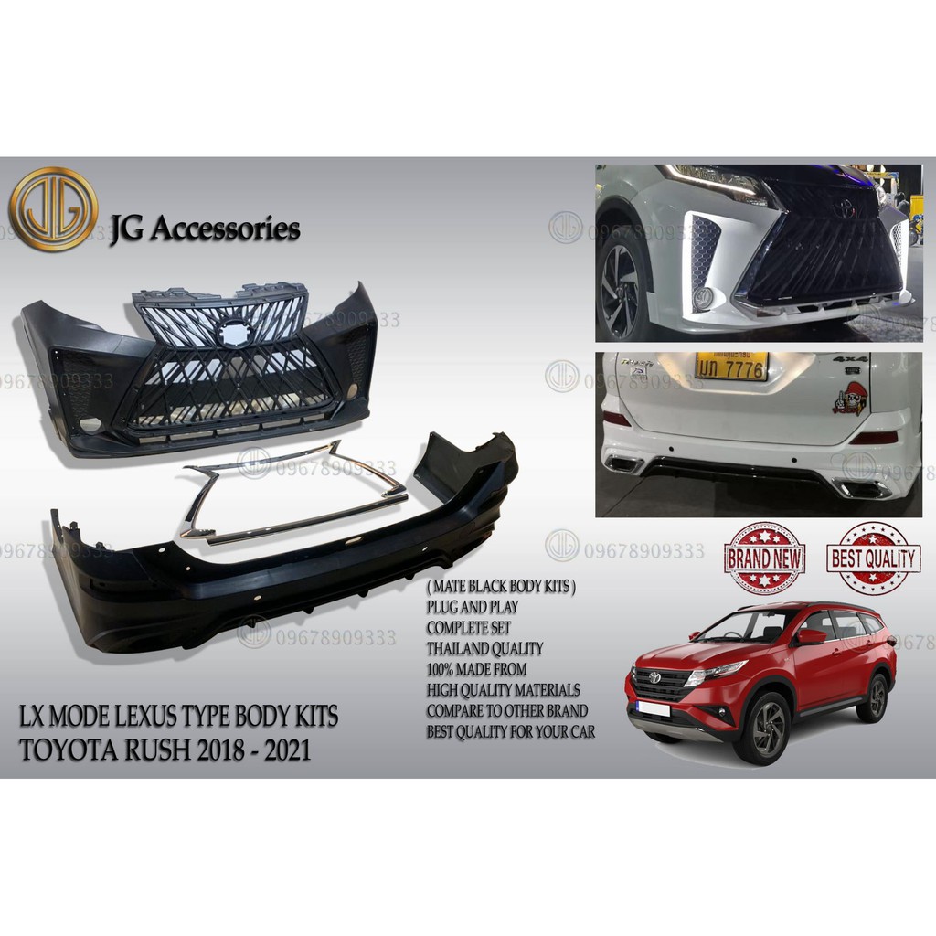 TOYOTA RUSH 2018 2019 2020 2021 FRONT AND REAR BODY KITS / LX MODE ...