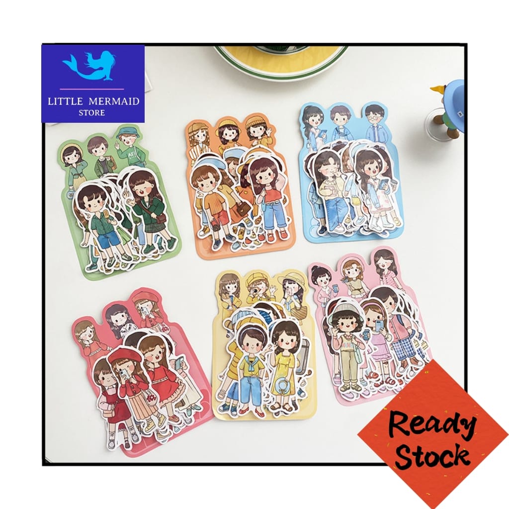 20pcs/pack Cute Cartoon Character Costume Dress Paper Adhesive Stickers ...
