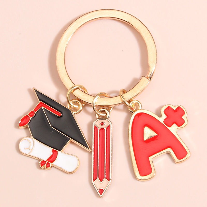 Graduate Keychain A+ Pencil Graduation Cap Key Ring Study Key Chains ...