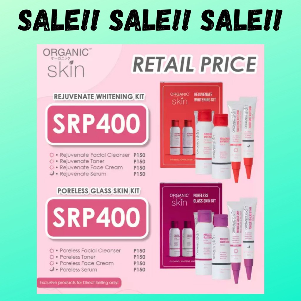 Organic Skin Japan Poreless Glass Skin Kit and Rejuvenate Whitening Kit ...