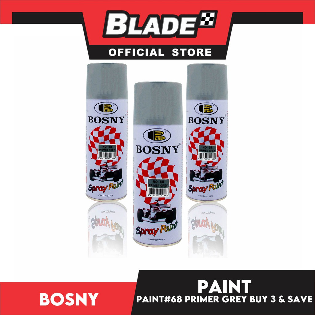 Bosny Spray Paint #68 400cc (Primer Grey) Bundle of 3 | Shopee Philippines