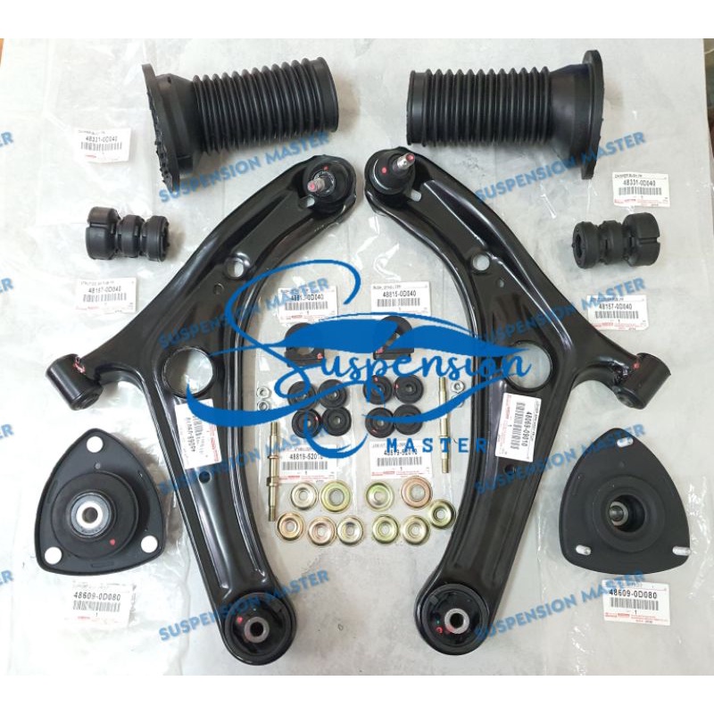 12 IN 1 SET - TOYOTA VIOS NCP42 2003-2007- FRONT LOWER ARM/LINK/BUSH/DAMPER BUSH/ABSORBER COVER ...