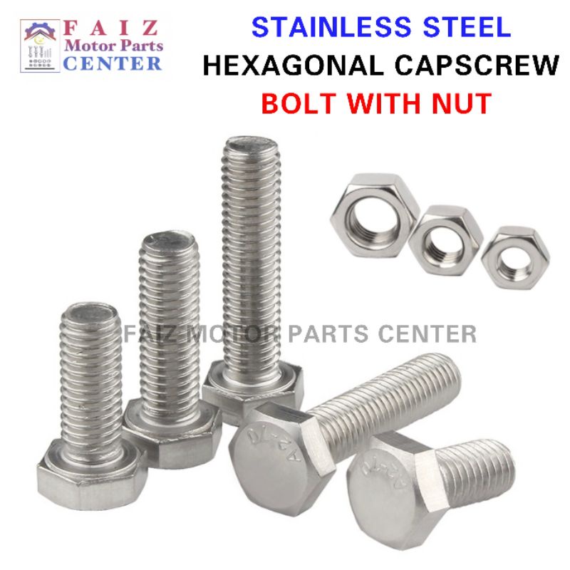STAINLESS STEEL 3/8x1-1/2 inches (#14 sa yabe/tools)BOLT WITH NUT HEX ...