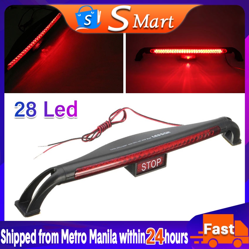 【Soyamart】Universal 28 LED Red 12V Car Auto 3rd Brake Tail light High Mount Stop Signal Lamp 12V ...
