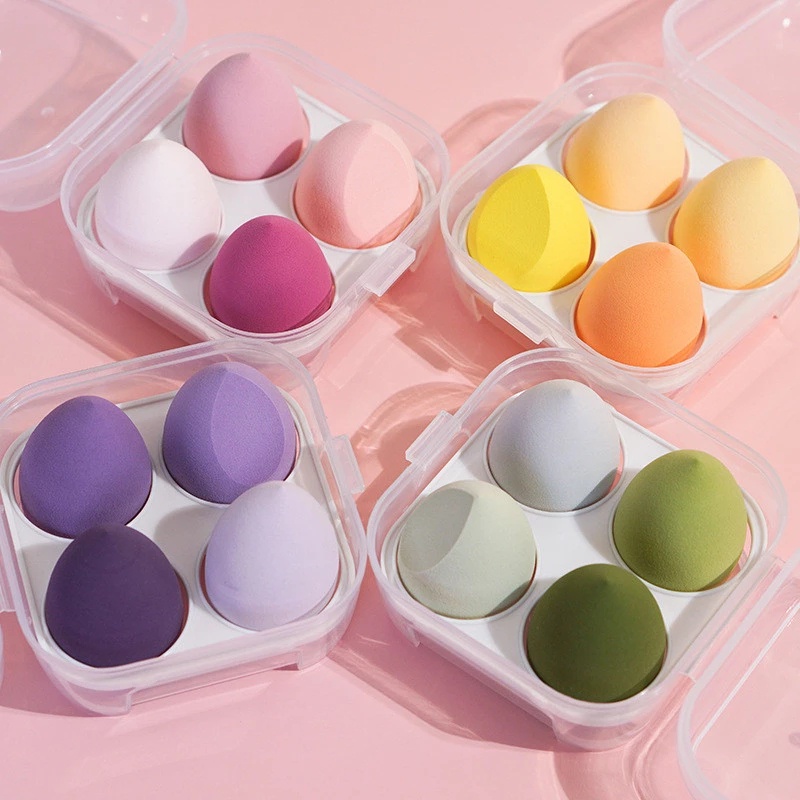 4Pcs/Box Soft Beauty Makeup Egg Water Drop Sponge/ Colorful Wet Dry Use ...
