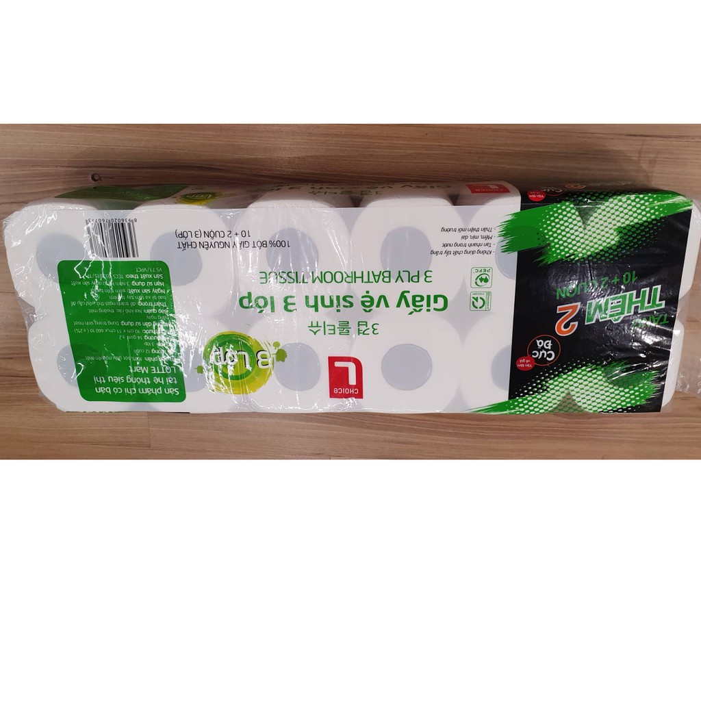 Genuine product - Lotte Choice L 3-layer toilet paper 12 rolls | Shopee ...
