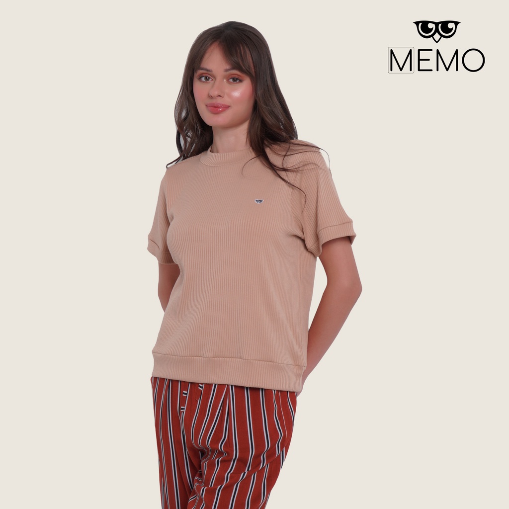 Memo Textured T-Shirt For Women (Mocha) | Shopee Philippines