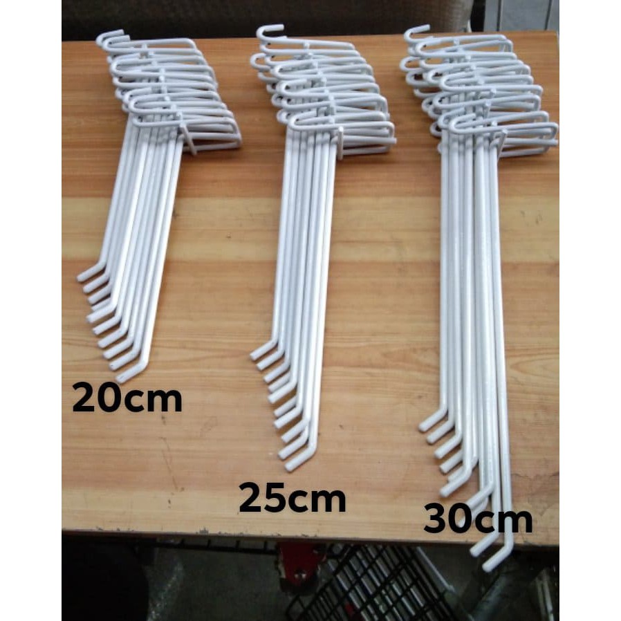 MAPLE SHOP's (10pcs) 30CM/25CM/20CM WIREMESH HOOK THICK WHITE COATED ...
