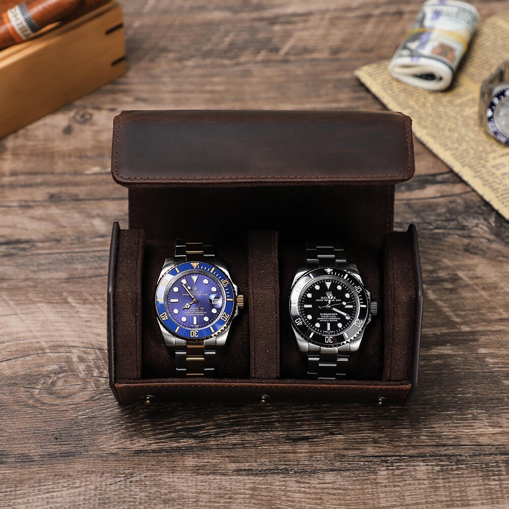 Luxury Leather Watch Box Organizer Travel Watch Case Storage Retro ...
