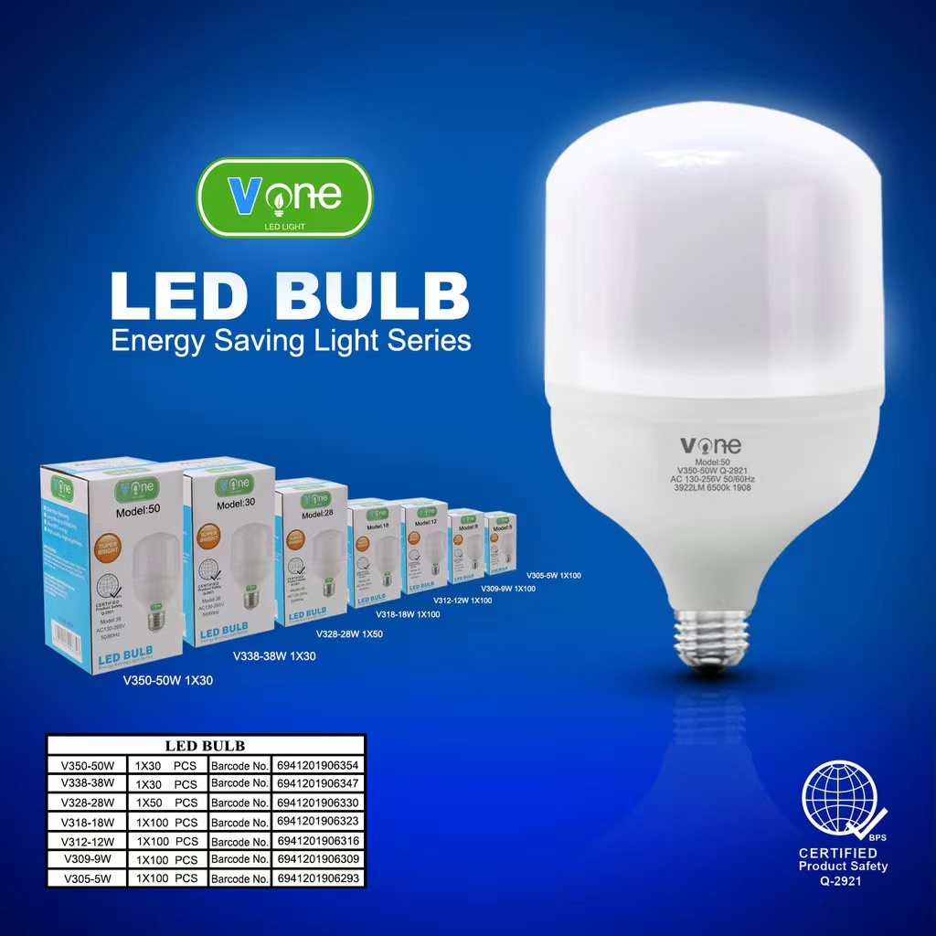 VONE LED Light Bulb Bright For Home 5/9/12/18/28/38/50 Watts | Shopee ...