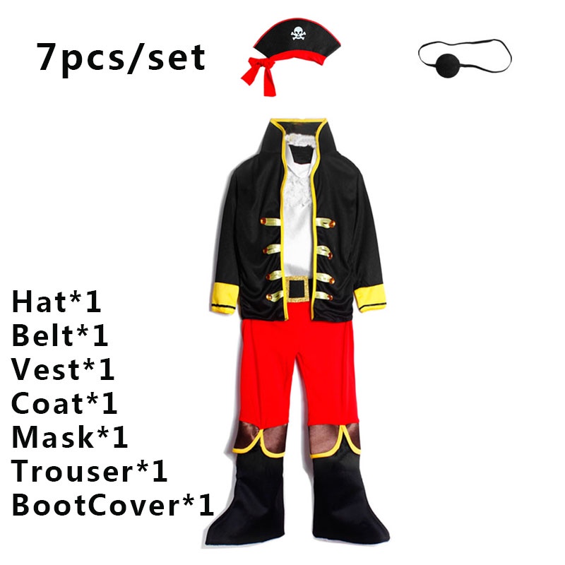 Pirates Costume Children's Day Kids Boys Pirate Halloween Cosplay Set ...
