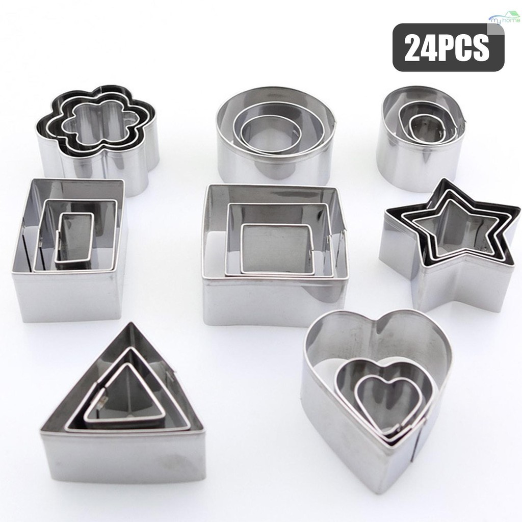 [MH-COD]24PCS Cookie Cutters Set with Stainless Steel Box Polygon Shape ...