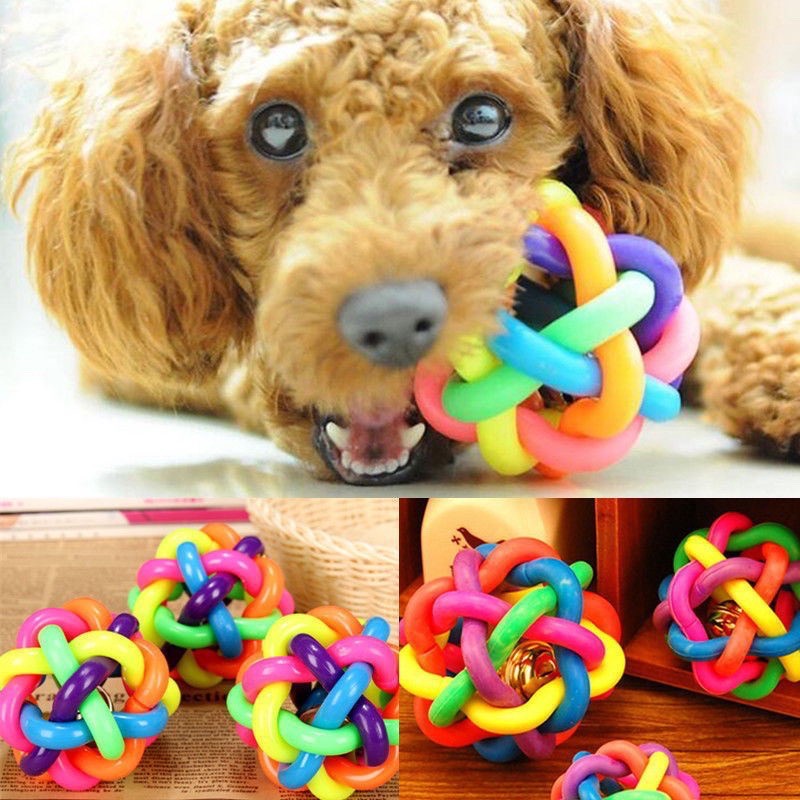 Colorful bell woven ball tpr dog toy sounding bite-resistant Chew ...