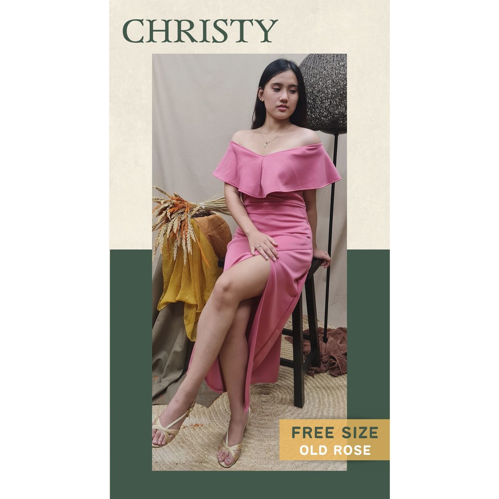 CHRISTY Off Shoulder Wedding Bridesmaids Entourage Ninang Formal ...