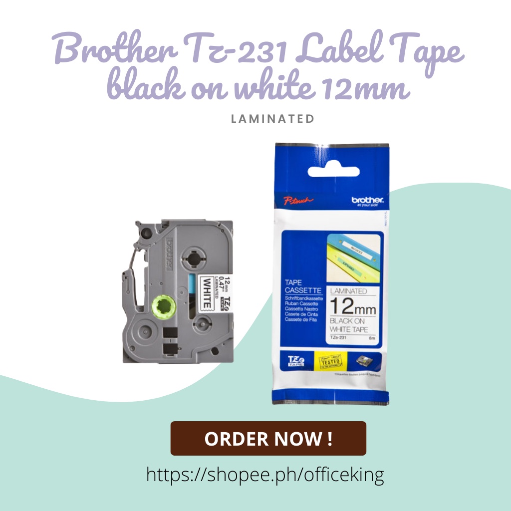 Brother TZ-231 Label Tape Black on white 12mm | Shopee Philippines