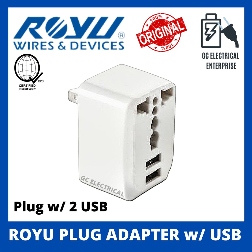 Royu Universal Adapter Adaptor with 2 USB Ports Adapter Socket Adapter ...