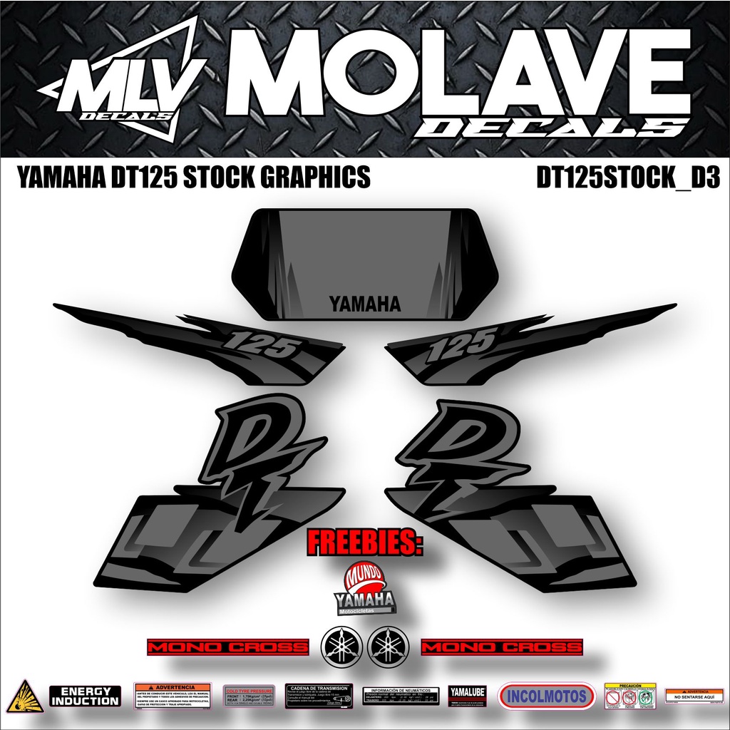 YAMAHA DT125 STOCK GRAPHICS SET | DT 125 DECAL | HIGH QUALITY | HD ...