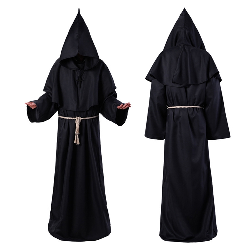 Horror Grim Reaper Halloween Cosplay Costume Men Vintage Monk Cosplay ...