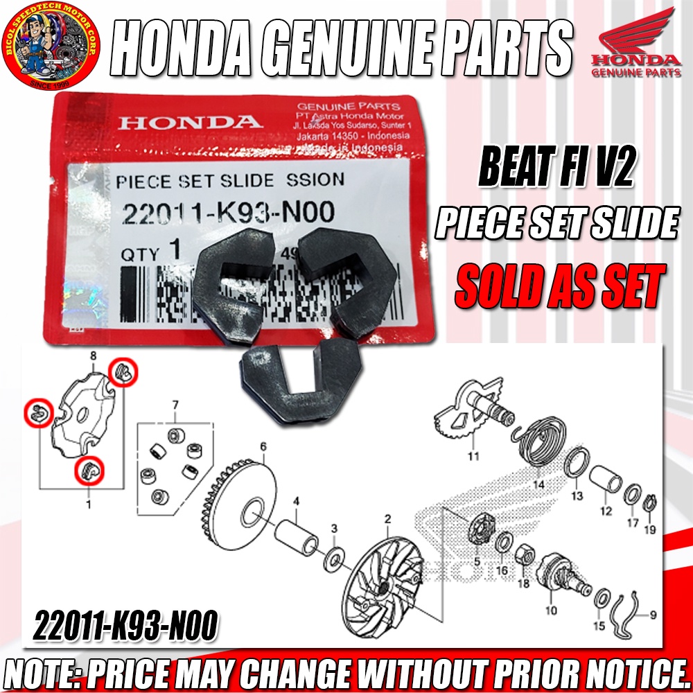BEAT FI V2 PIECE SET SLIDE (HPI) (Genuine: 22011-K93-N00) | Shopee ...