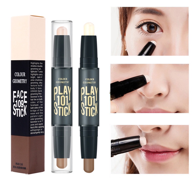 2 heads concealer sticks 3D highlight concealer pen for long-lasting ...