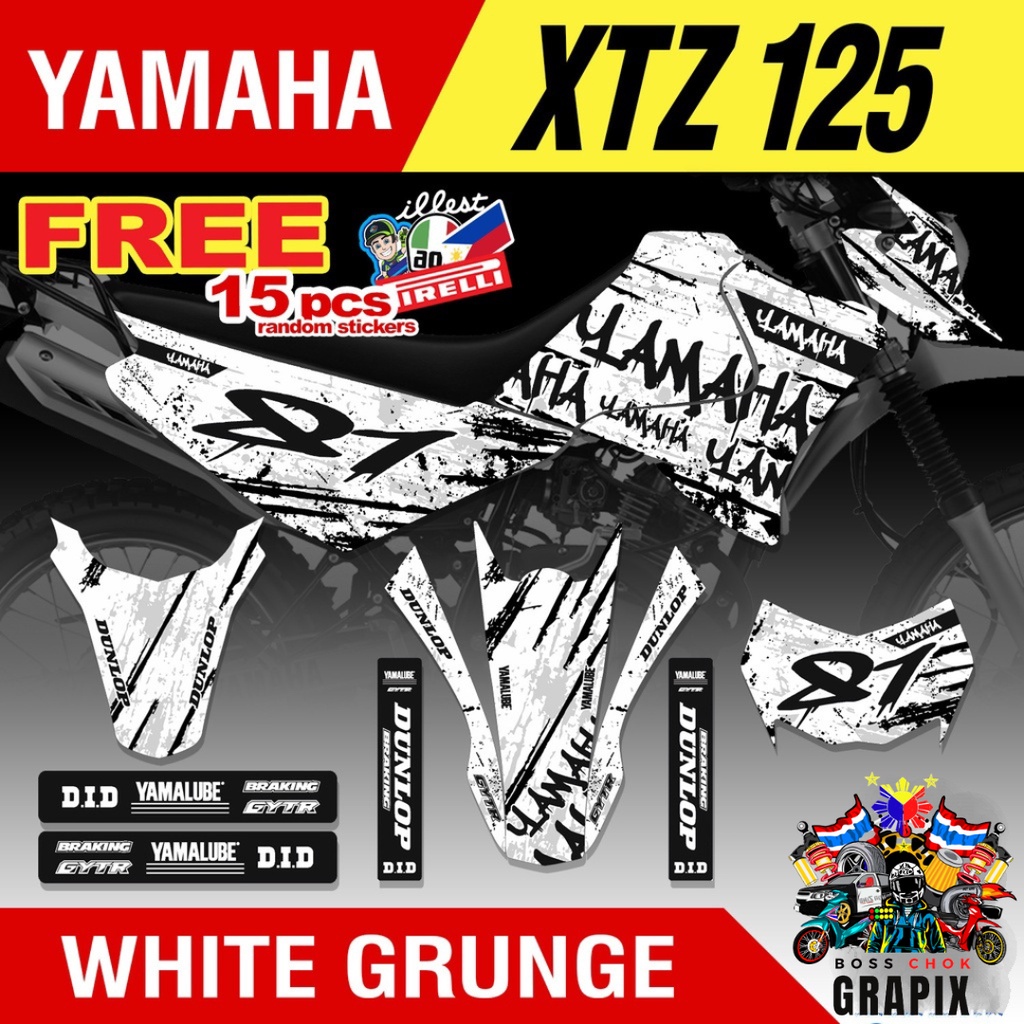 YAMAHA XTZ 125 Full Decals Sticker Body (White Grunge) - Free Random ...